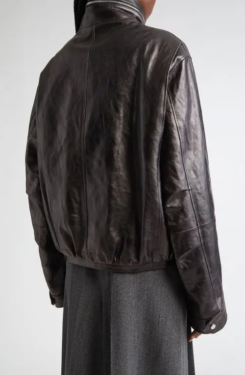 Michael Kors Lambskin Leather Bomber Jacket