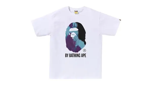 A BATHING APE Tie Dye Bathing Ape Tee Shirt - White/black