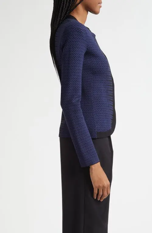 Emporio Armani Pattern Knit Tailored Jacket - Blue Multi