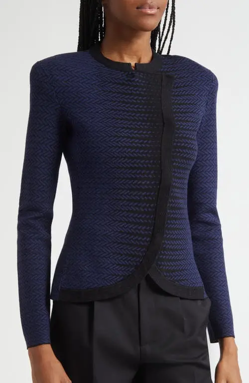 Emporio Armani Pattern Knit Tailored Jacket - Blue Multi