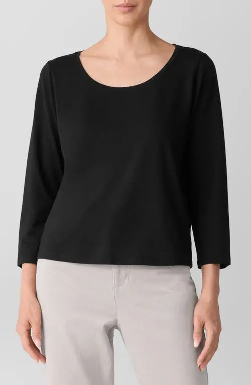 Eileen Fisher Stretch Jersey Scoop-neck Shirt