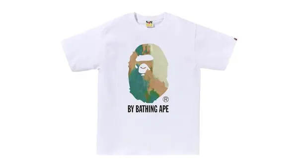 A BATHING APE Tie Dye Bathing Ape Tee Shirt - White/beige
