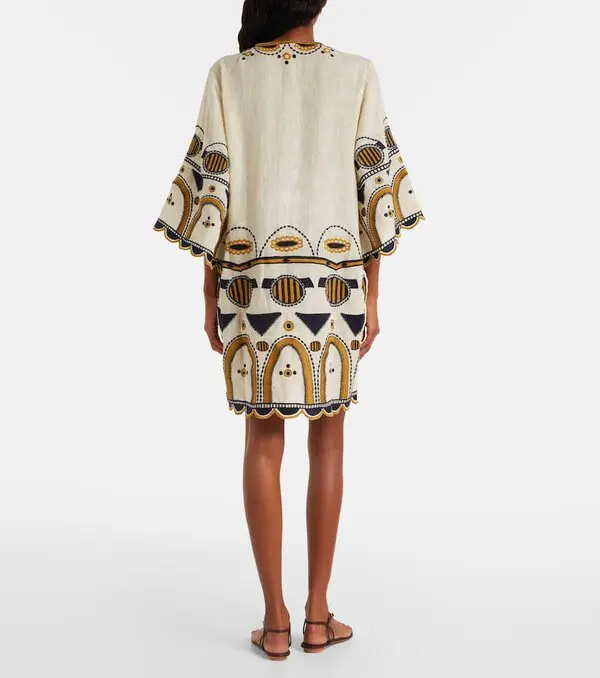 ERES Medaillon Embroidered Linen Minidress