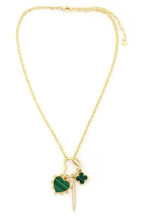PANACEA Malachite Heart Charm Necklace - Green