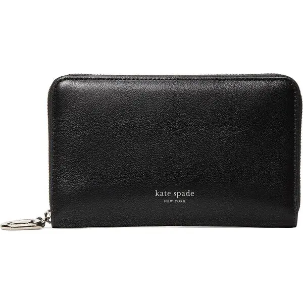 Kate Spade New York Medium Halo Fine Grain Leather Zip Wallet - Black