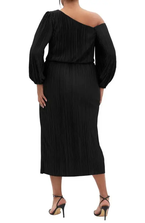 City Chic Long Sleeve Midi Dress - Black
