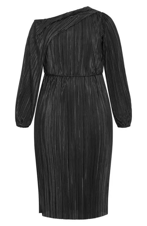 City Chic Long Sleeve Midi Dress - Black