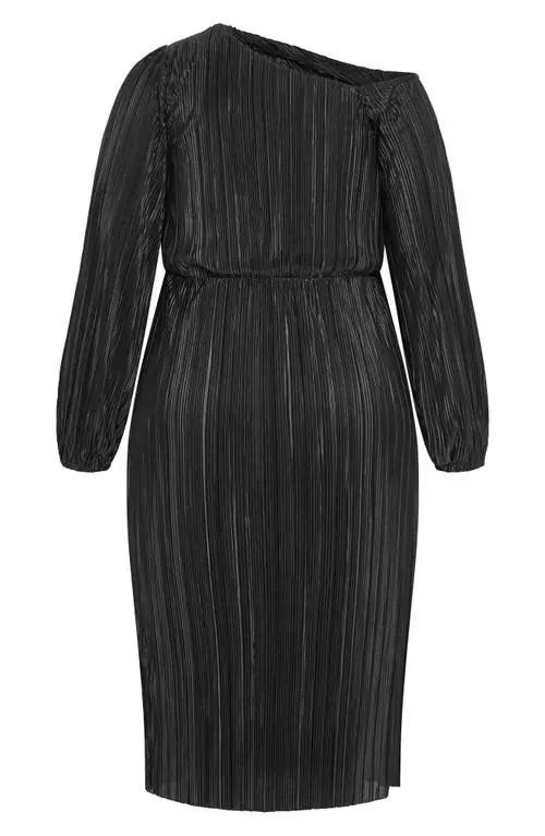 City Chic Long Sleeve Midi Dress - Black