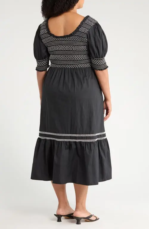 SUGARLIPS Carlene Smocked Midi Dress - Black