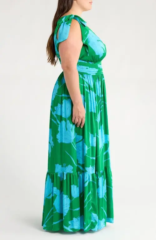 sugarlips green dress Eartha Floral Meara One Shoulder Satin Maxi Dress main image 0