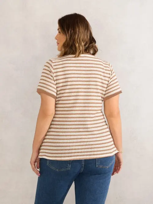 LIVE UNLIMITED Contrast Stripe Crochet Top