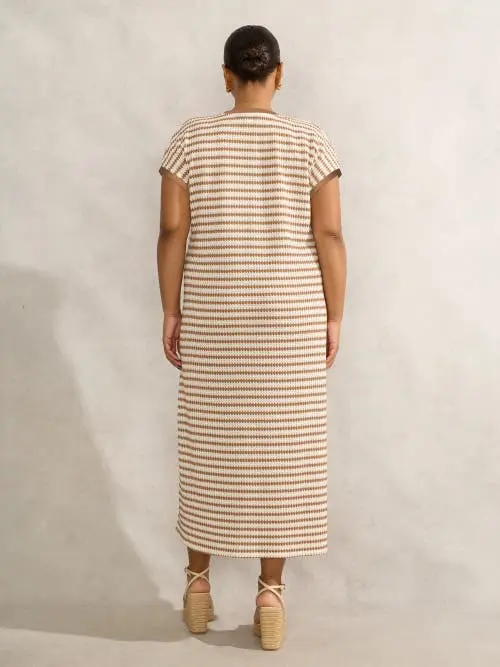 LIVE UNLIMITED Contrast Stripe Crochet Midi Dress