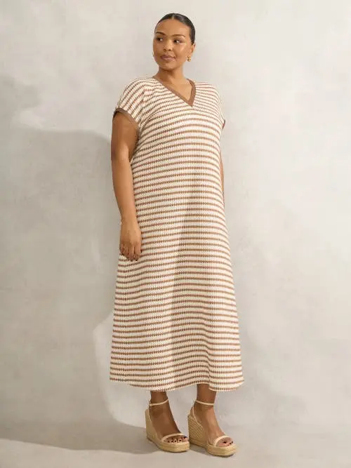 LIVE UNLIMITED Contrast Stripe Crochet Midi Dress