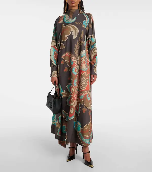 Etro Printed Asymmetric Maxi Dress