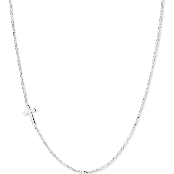 Anzie Love Letter Cross Necklace - Silver