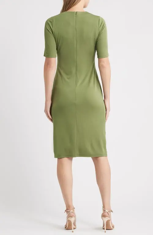 Anne Klein Ruched Body-con Dress - Hunter Olive