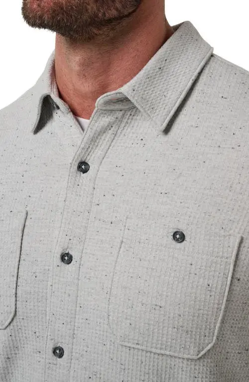 Travis Mathew Waffle Knit Button-up Shirt - Heather Light Grey
