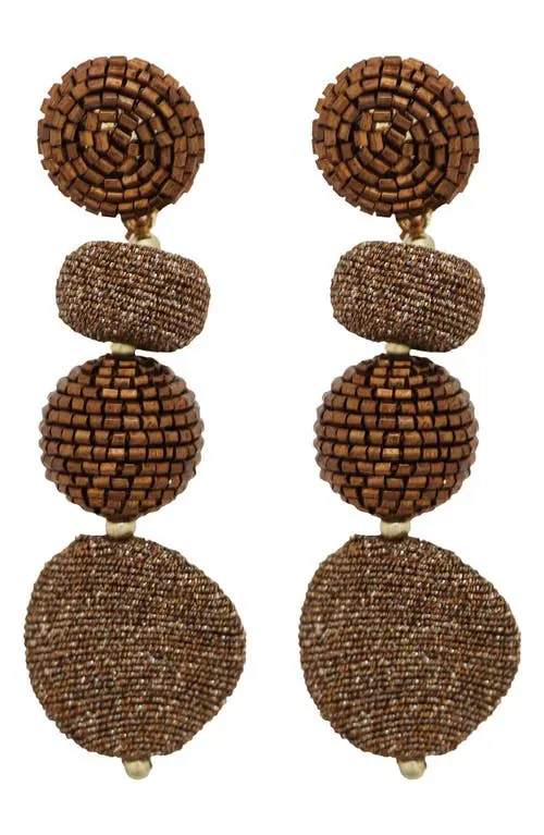 PANACEA Beaded Linear Ball Drop Earrings - Brown
