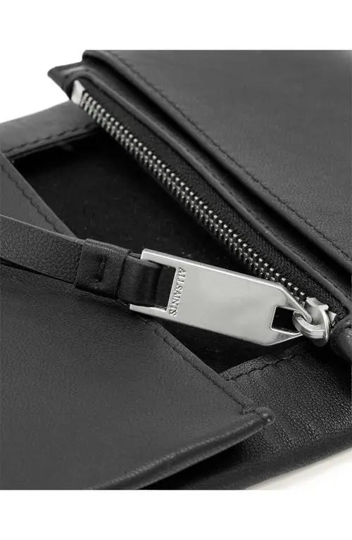 ALLSAINTS Harluna Leather Bifold Wallet - Black/silver