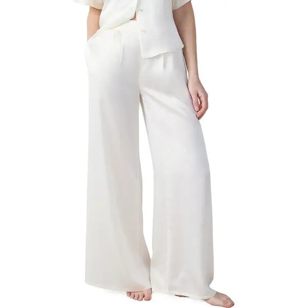 ETAM Pearly Silk Wide Leg Pajama Pants - Perle