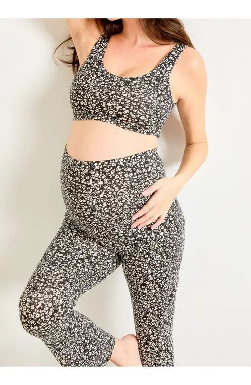Hatch Collection The Maternity Bodyflex Crop Flare Legging - Abstract Floral