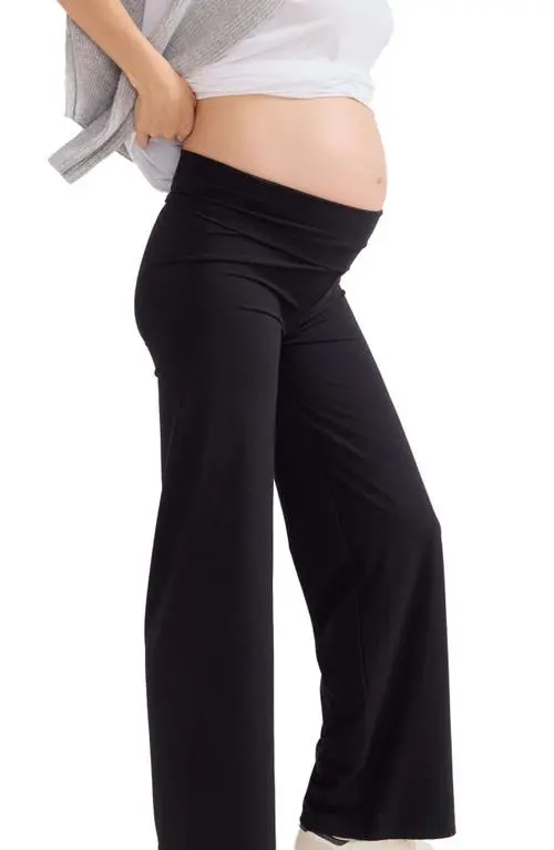 Hatch Collection Bodyflex Cropped Flare Maternity Pant - Black