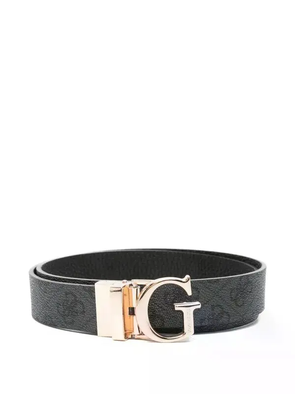 Guess Logo-plaque Leather Belt - Black