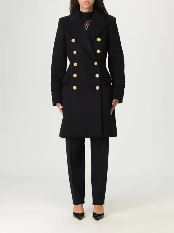 Balmain Double Breasted Coat - Black