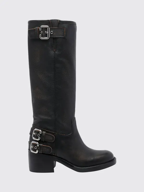 Chloé Dakota Grained Calfskin Biker Boots - Black