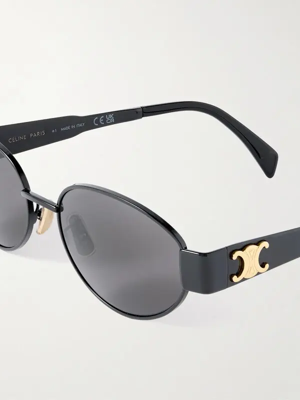 Celine Oval-frame Metal And Acetate Sunglasses - Black
