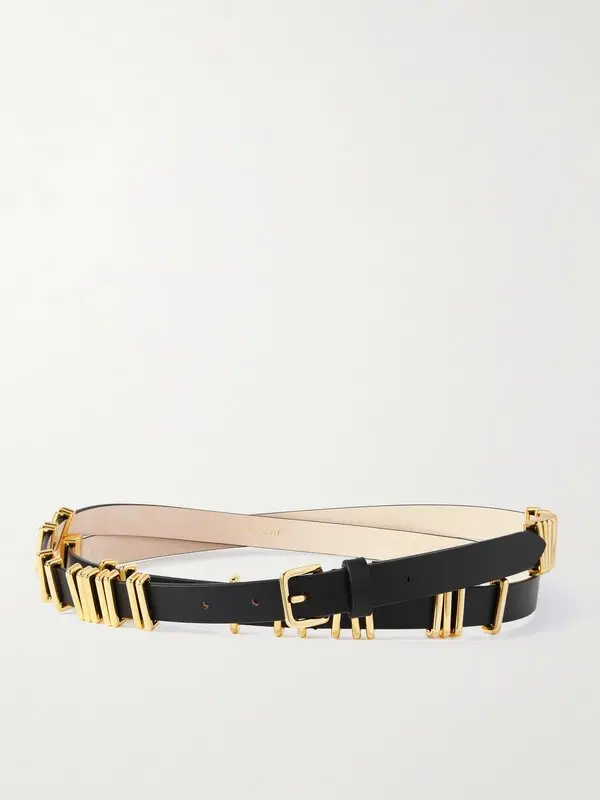 DEHANCHE Richa Embellished Leather Belt - Black