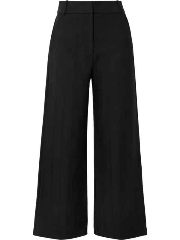 DESTREE Beatrice Striped Wool Wide-leg Pants - Black