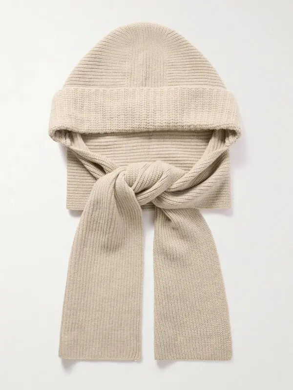 YVES SALOMON Hooded Wool And Cashmere-blend Snood - Neutrals
