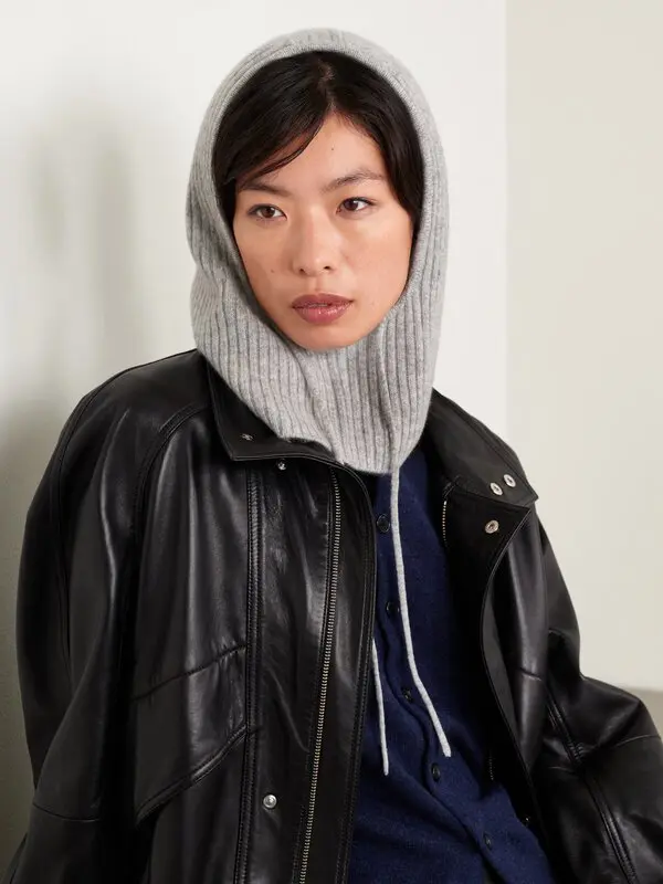 YVES SALOMON Ribbed Cashmere Snood - Gray