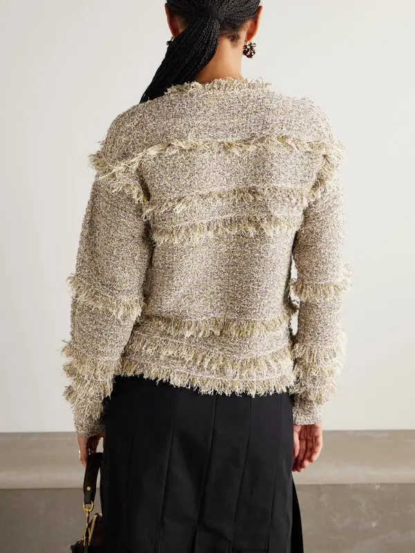 Ulla Johnson Frayed Metallic Tweed Sweater