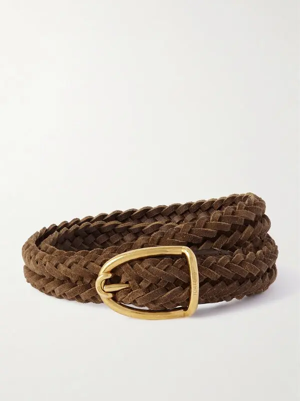 TOM FORD Woven Suede Belt - Brown