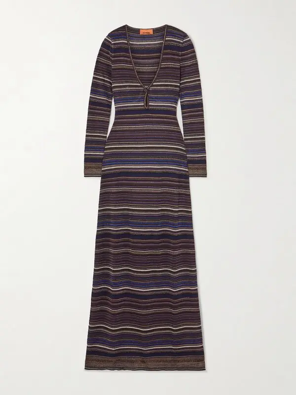 Missoni Striped Metallic Crochet-knit Maxi Dress - Multi