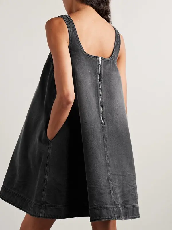 Simone Rocha Distressed Embellished Denim Mini Dress