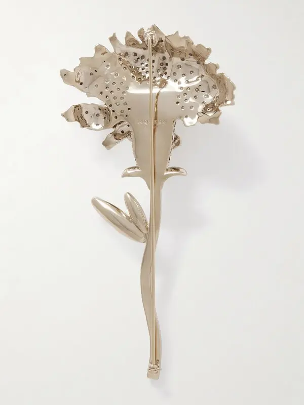 Alexander Mcqueen Carnation Crystal Brooch - Silver | Editorialist
