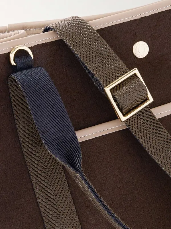 rue de verneuil - Traversée Whip Leather And Webbing-Trimmed Flannel Tote