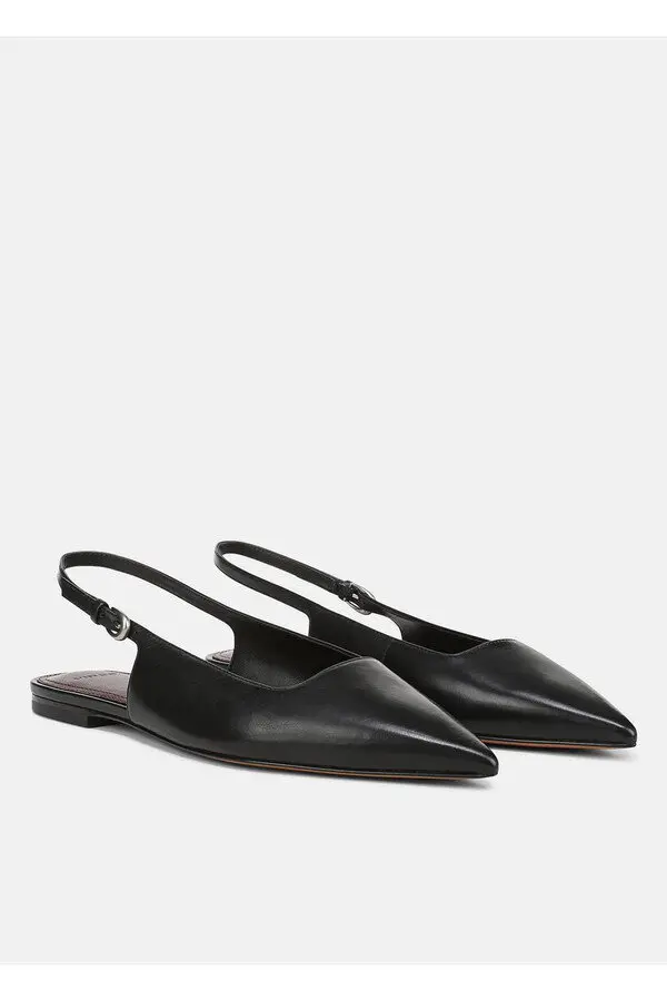 Vince Gracy Leather Slingback Flats - Black