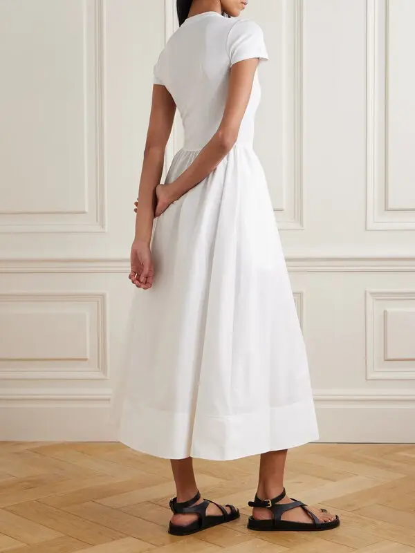 Ralph Lauren Cotton-Jersey And Poplin Midi Dress - White | Editorialist