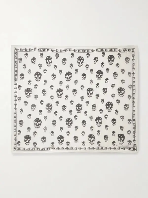 Alexander McQueen Printed Silk-chiffon Scarf - Neutrals