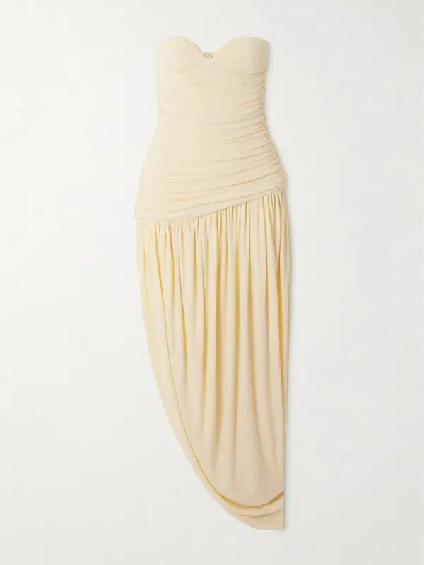 Magda Butrym Ruched Crepe-jersey Midi Dress - Neutrals