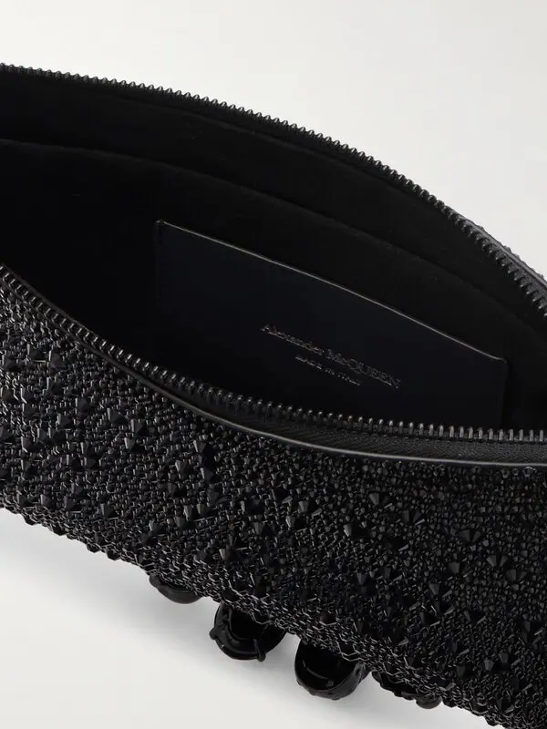 Alexander McQueen Knuckle Embellished Leather Pouch - Black