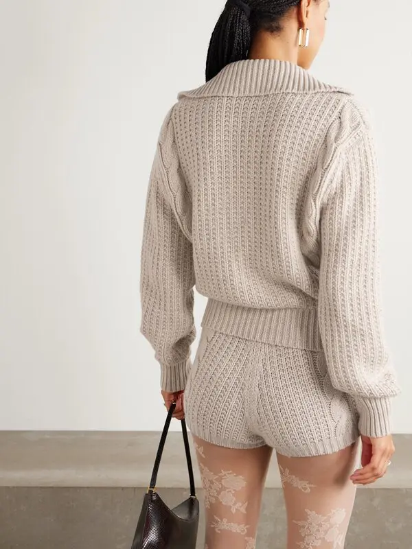 Magda Butrym Ribbed And Cable-knit Cashmere Polo Shirt
