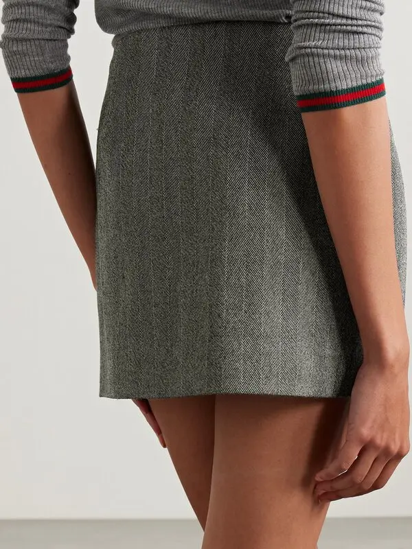 FERRAGAMO Herringbone Wool-blend Mini Skirt