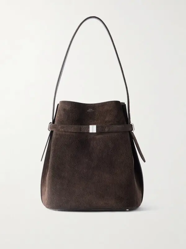 TOTEME Belted Suede Tote - Brown