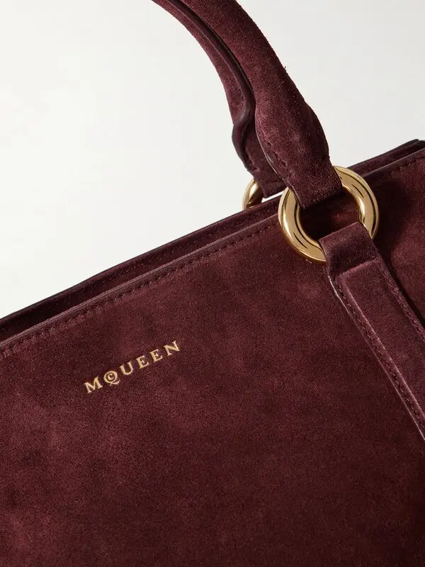 Alexander McQueen Farringdon Medium Suede Shoulder Bag - Burgundy