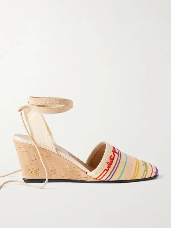 Valentino Garavani La Cruisette 75 Wedge Sandals - Neutrals